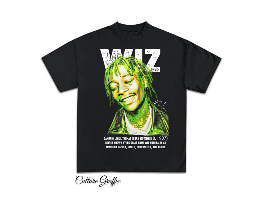Wiz Khalifa Shirt, Vintage Black Rap Tee, Hip Hop Graphic Print T-shirt ...