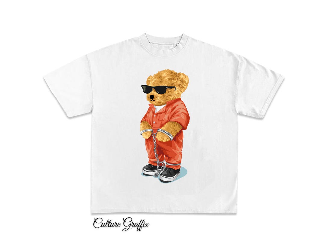 Funny Teddy Bear Prisoner Unisex Tee, Bear Jail Costume Shirt Handcuffs ...