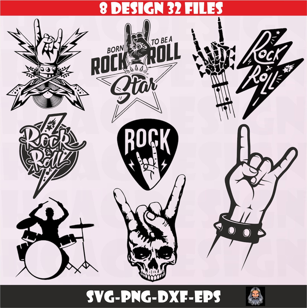 Rock Band Svg Bundle, Rock Music, Heavy Metal, Rock and Roll, Digital ...