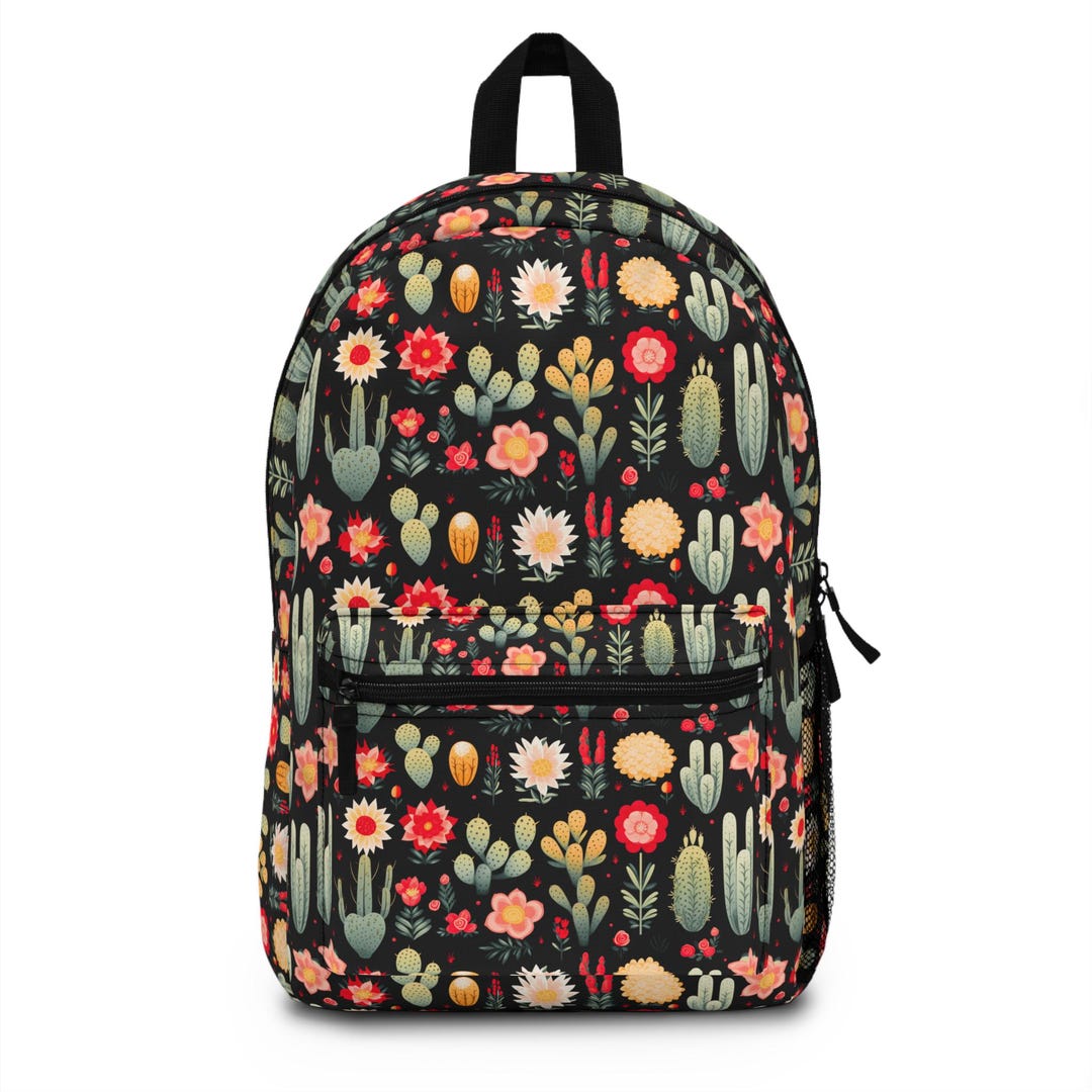 Catus Flower Backpack, Cute Floral Design, Laptop Pocket, Lightweight ...
