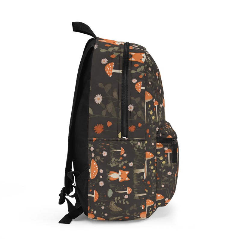 Fox in the Forest Backpack, Cute Fox, Mushroom, Dark Colors, Laptop ...