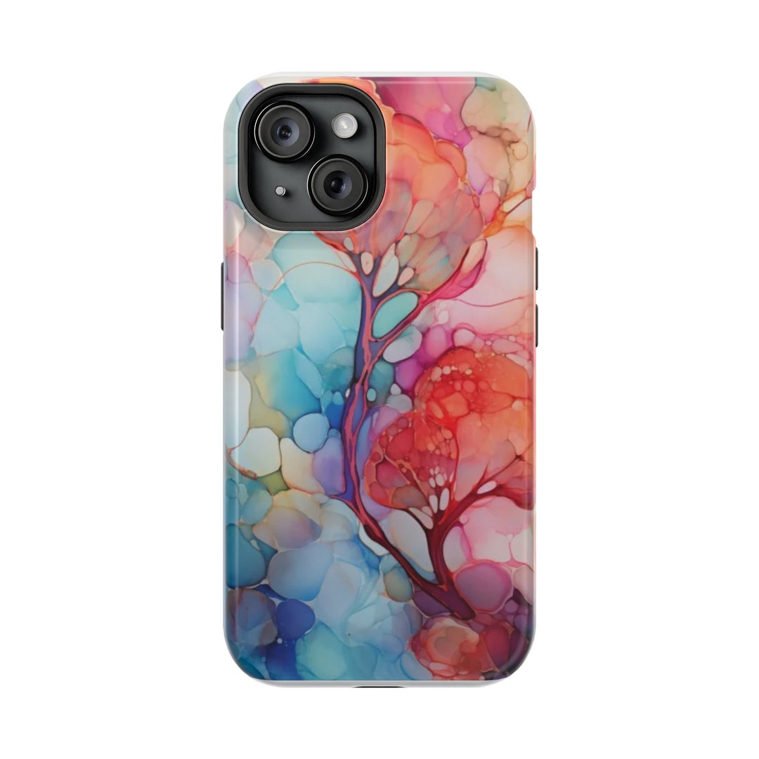Alcohol Ink Painting With Cells Magsafe Tough Case for iPhone 15, 14 ...