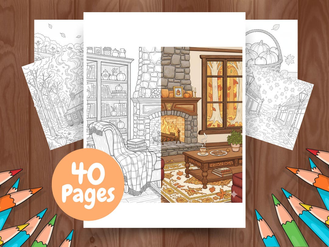 Cozy Autumn Coloring Pages | 40 Printable Fall Designs for Adults ...