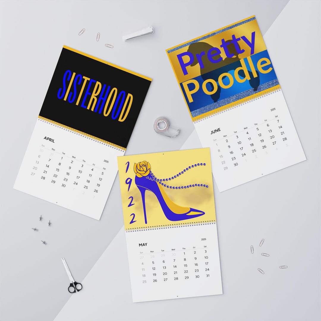 Large - Pretty Poodles of Divine 9 Black Sorority Wall Calendars, 2025 ...