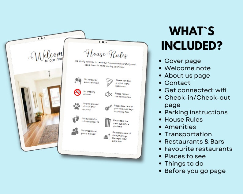 15 Pages | Airbnb Welcome Book Template | Welcome Guide | Airbnb House ...