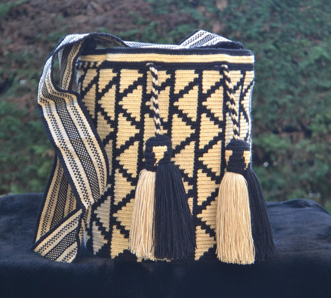 Luxurious Handmade Wayuu Shoulder Bag With Aztec Patterns, Colombian ...
