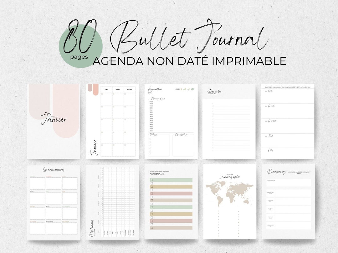 Printable Bullet Journal Diary - Undated - Design and Chic - Etsy