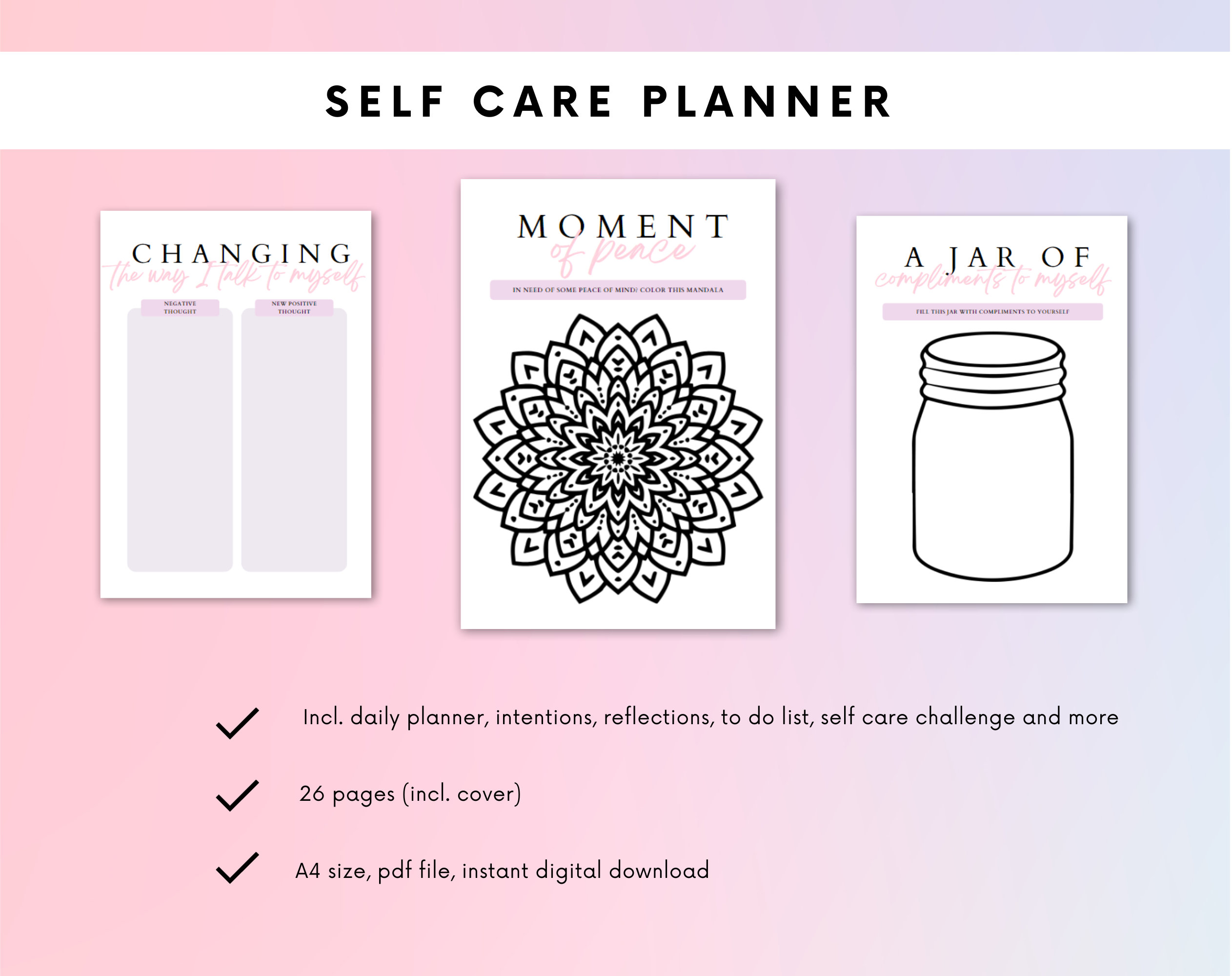 Self Care Planner Mindfulness Self Love Healing Personal Growth Journal ...
