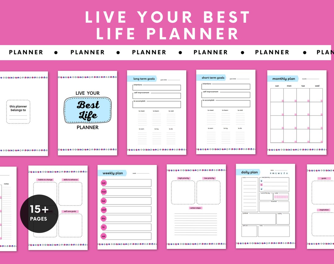 Live Your Best Life Planner Monthly & Weekly Goals Habit Tracker Daily ...