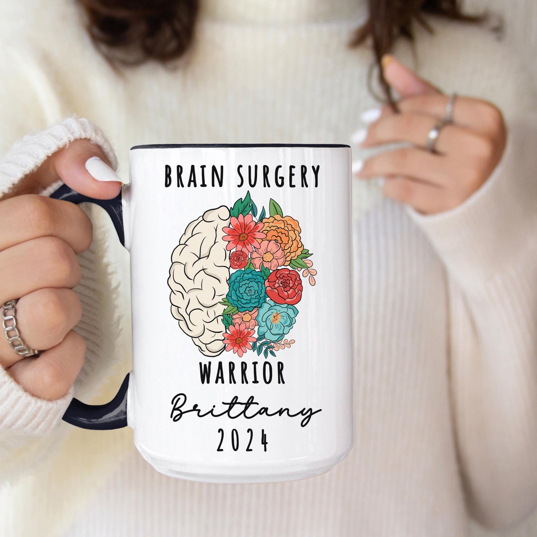 Personalized Brain Surgery Mug, Brain Tumor Warrior Gift Craniotomy ...