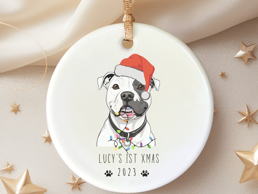 White Staffordshire Bull Terrier Ornament, Staffy Christmas Ornament ...