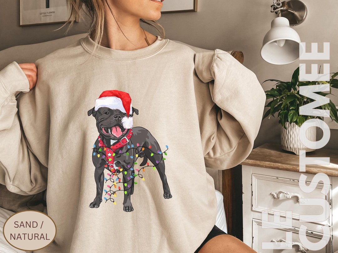 Staffordshire Bull Terrier Christmas Shirt, Holiday Tshirt for Staffy ...