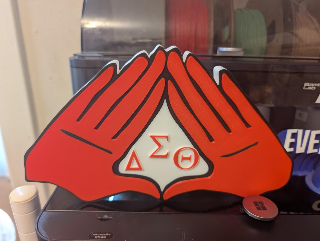 Delta Sigma Theta Desk Decor: Crimson & Cream Sorority Hands Sign - Etsy