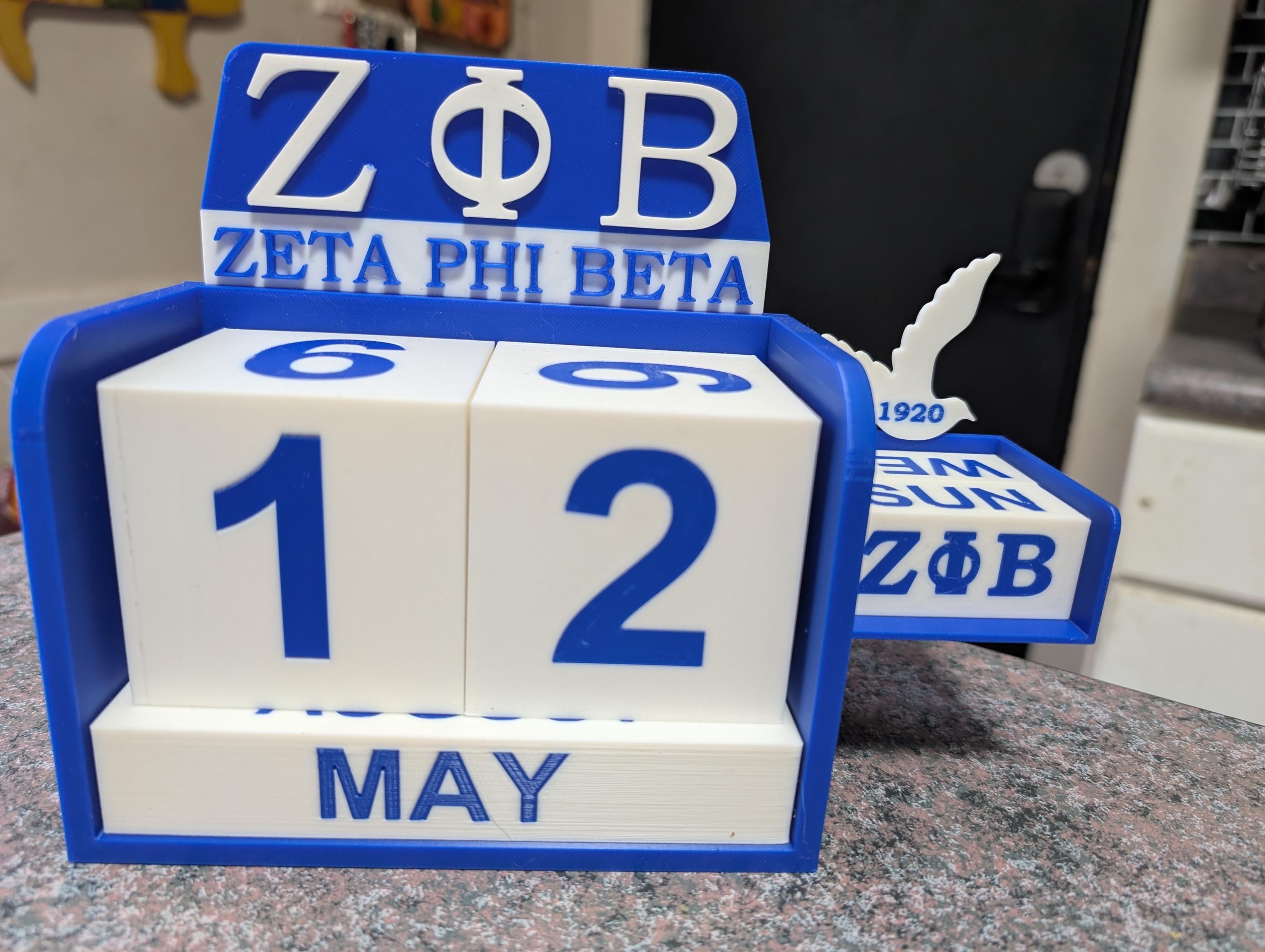 ZETA PHI BETA Desktop Calendar | 3D Print Sorority Merchandise | Gifts ...