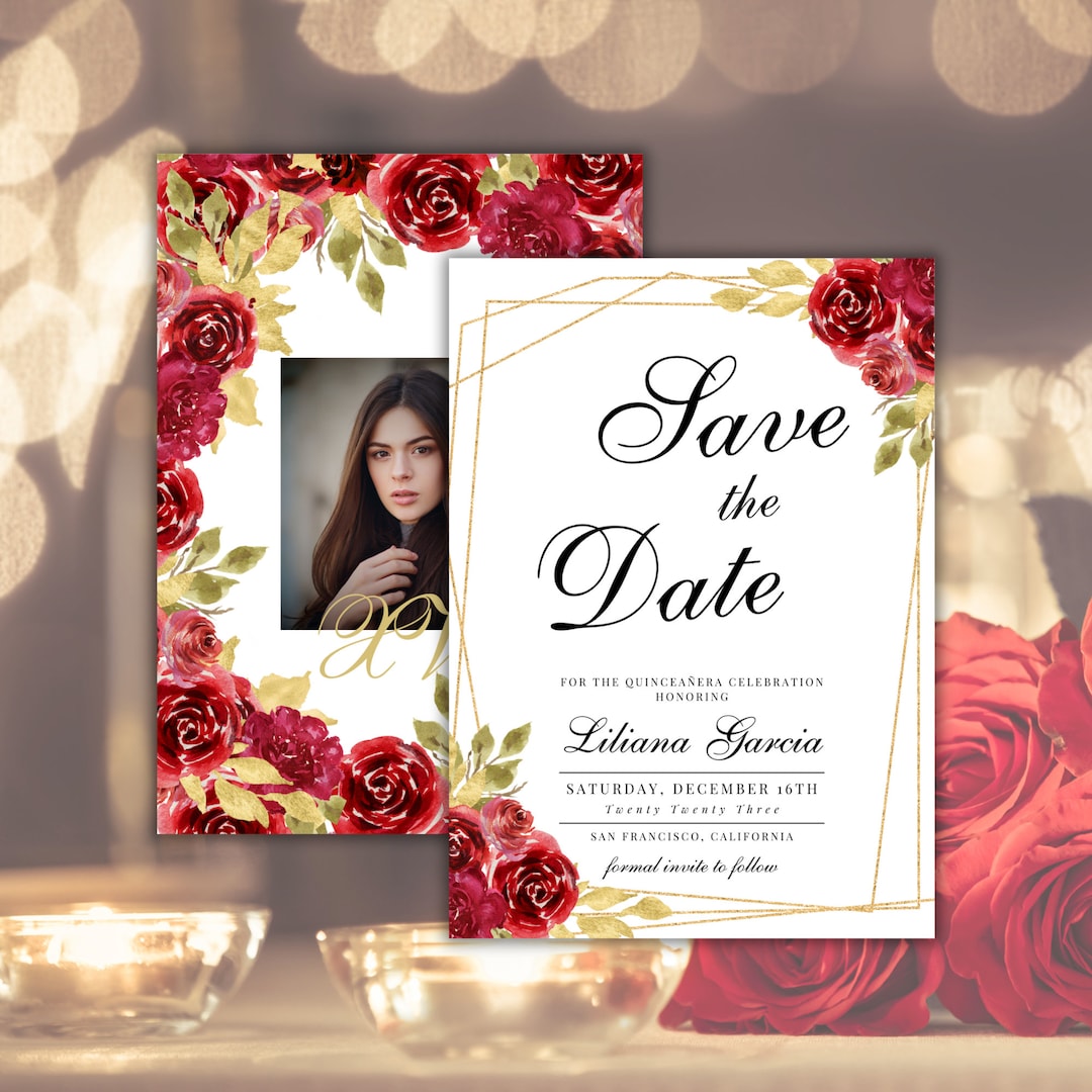 Editable Quinceañera Save the Date Card 15 XV Quince Canva Template DIY ...