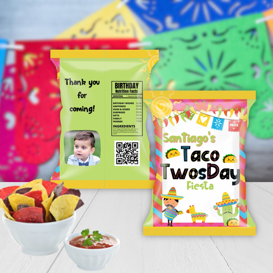 Taco Twosday Chip Bag Wrapper, Chip Bag Label, 2nd Birthday, Taco ...