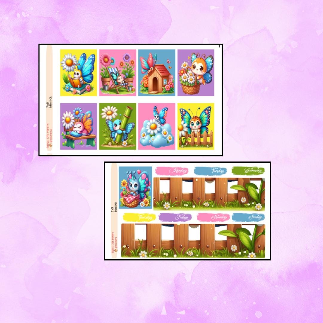 Flutterbys/ Mini 7x9 Kit/ Planner Stickers - Etsy
