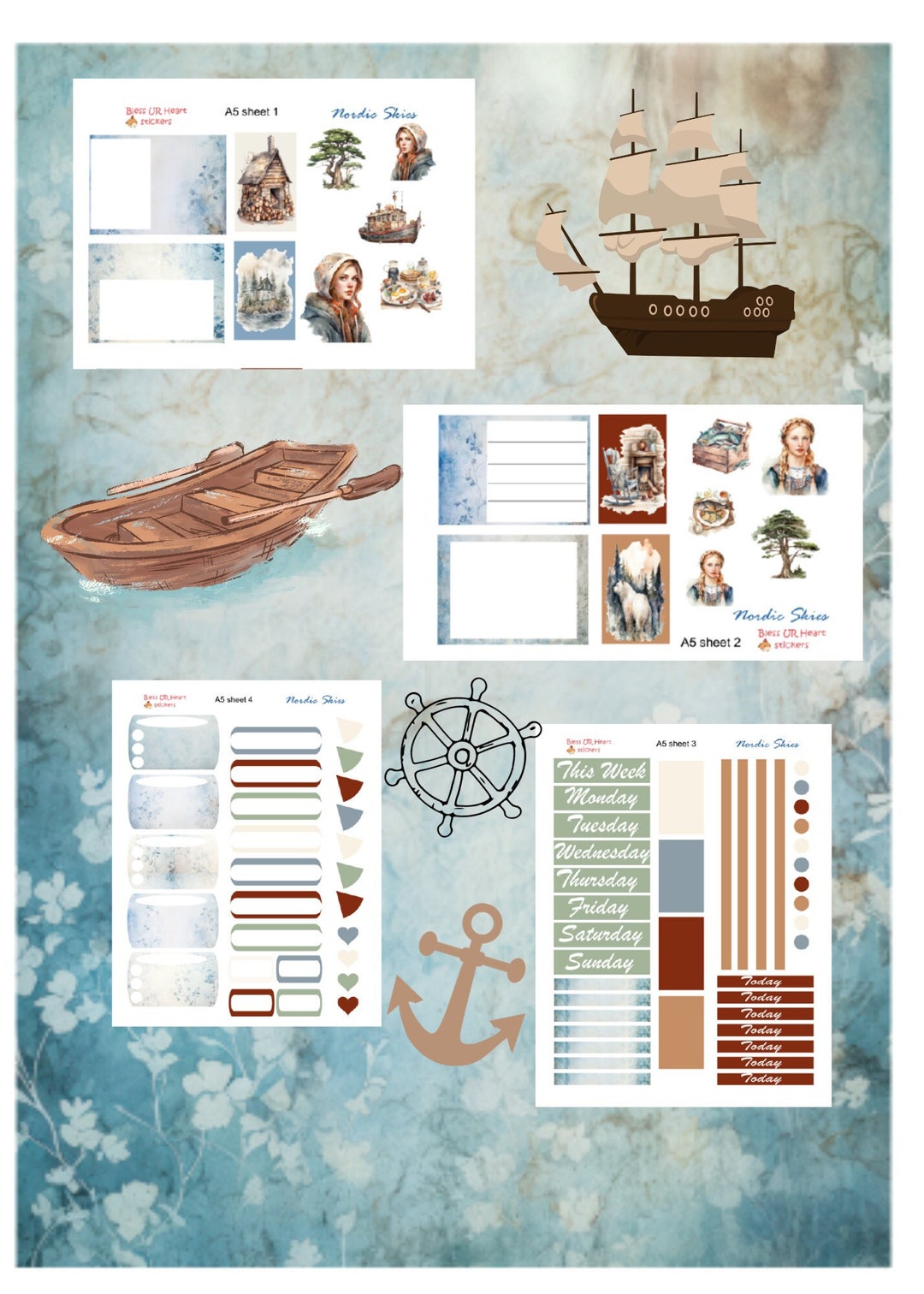 A5/aura Estelle/week On4 Pages/nordic Skies - Etsy