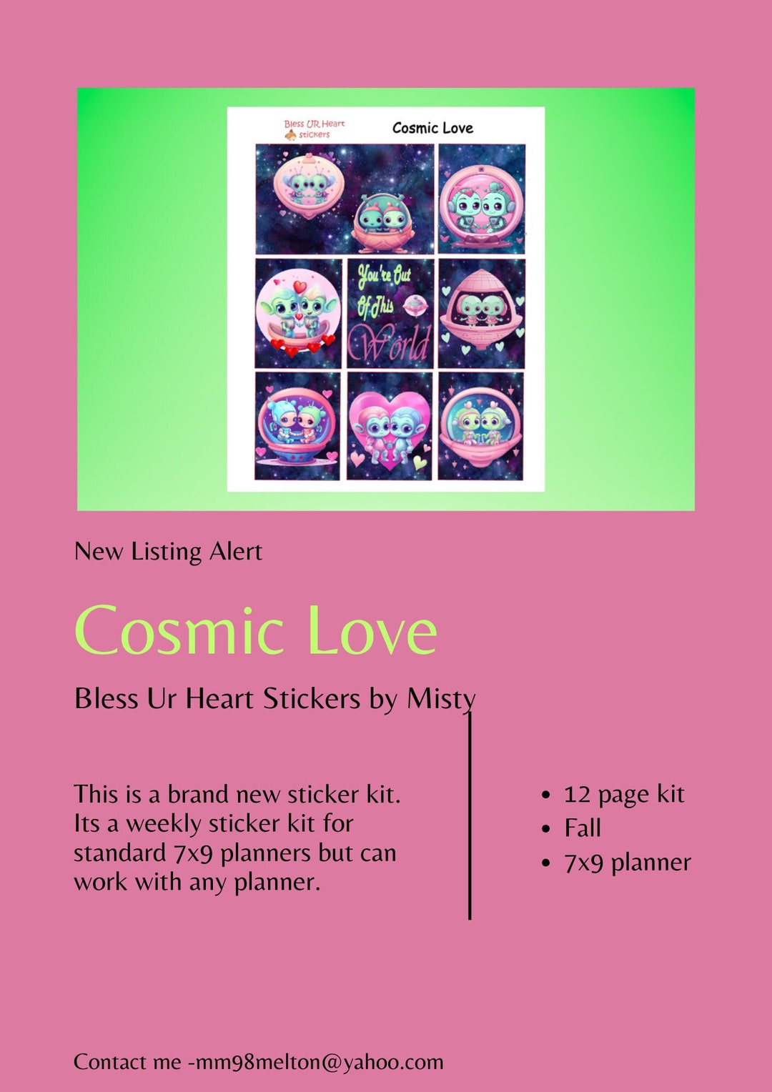 Cosmic Love/valentines Day/vertical/planner Stickers - Etsy