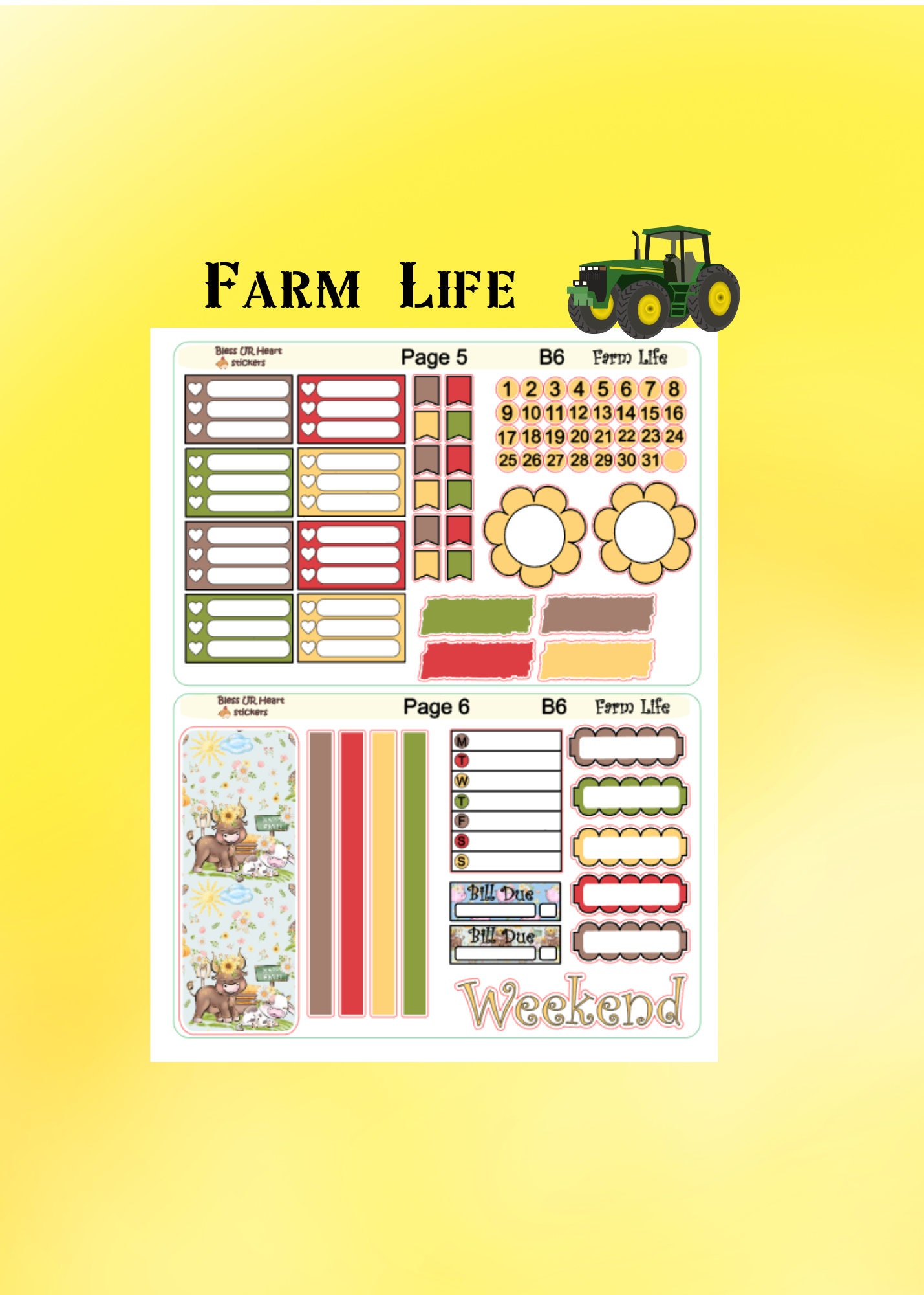 B6 Kit/ Stalogy Planner Stickers/ Farm Life - Etsy