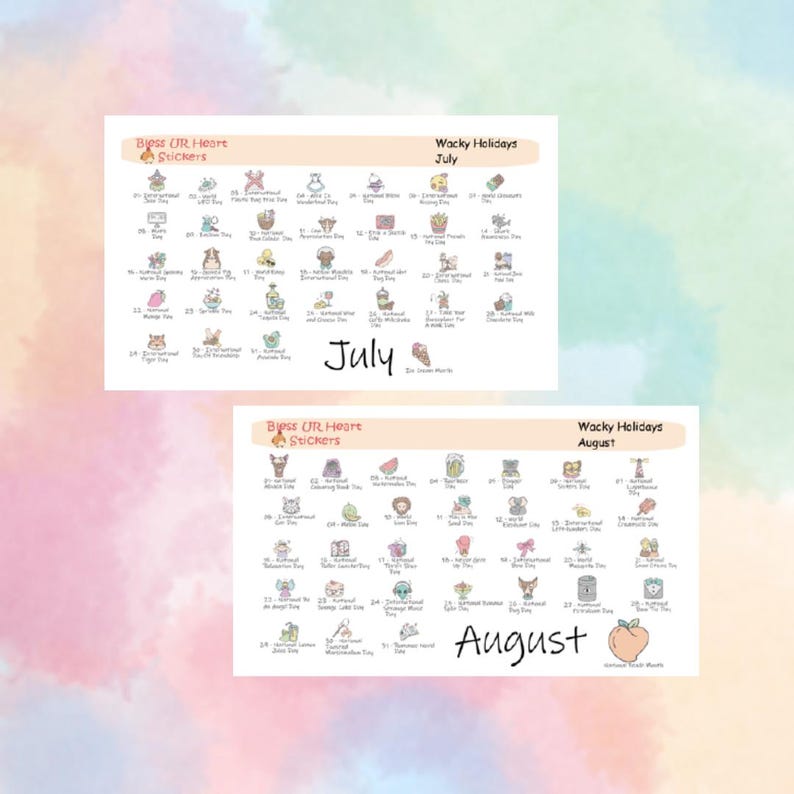 Wacky Holidays/ Planner Stickers/ Funny Icons - Etsy