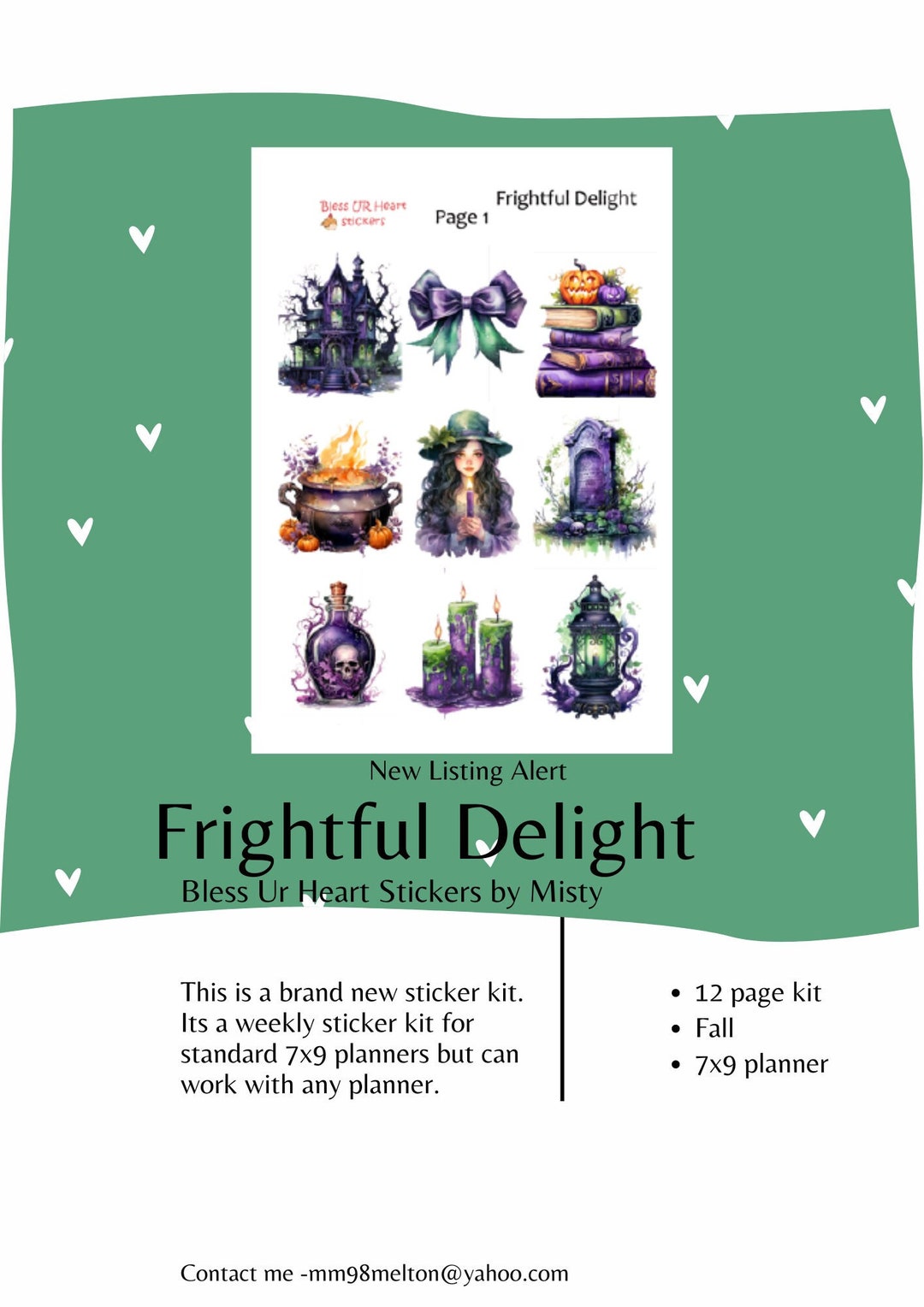 Frightful Delight/ Standard Vertical/ Sticker Kit - Etsy
