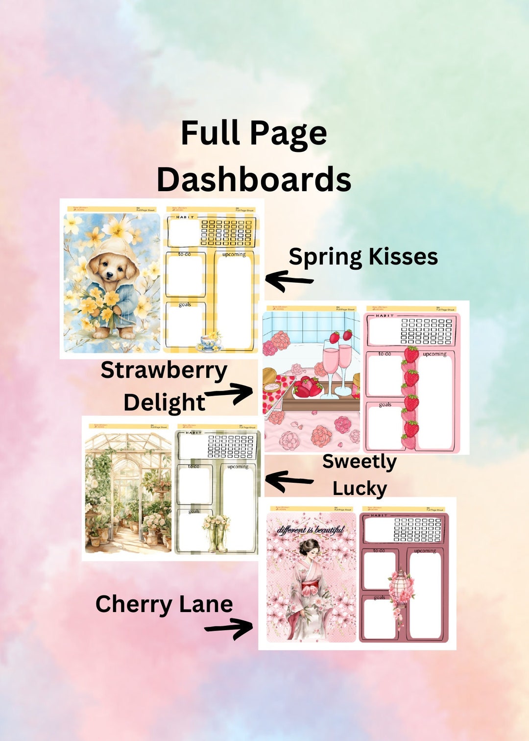 Full Page Sticker/ Monthly Dashboards/ Different Sizes - Etsy