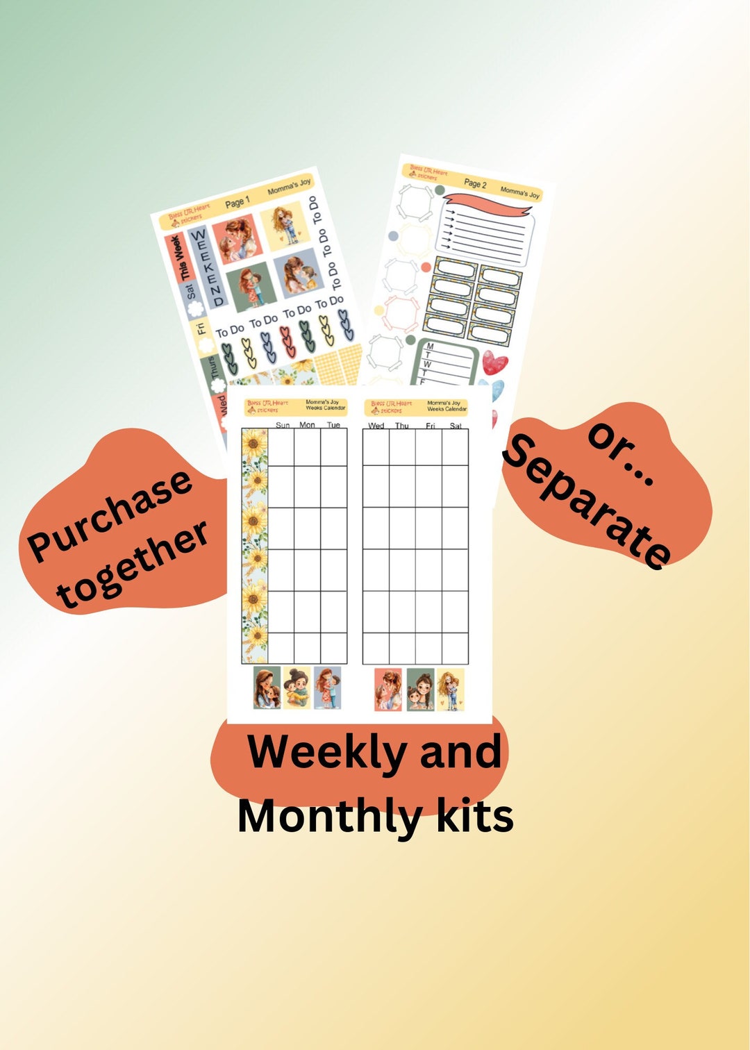 Momma's Joy/ Weeks Sticker Kit/ Monthly and Weekly - Etsy