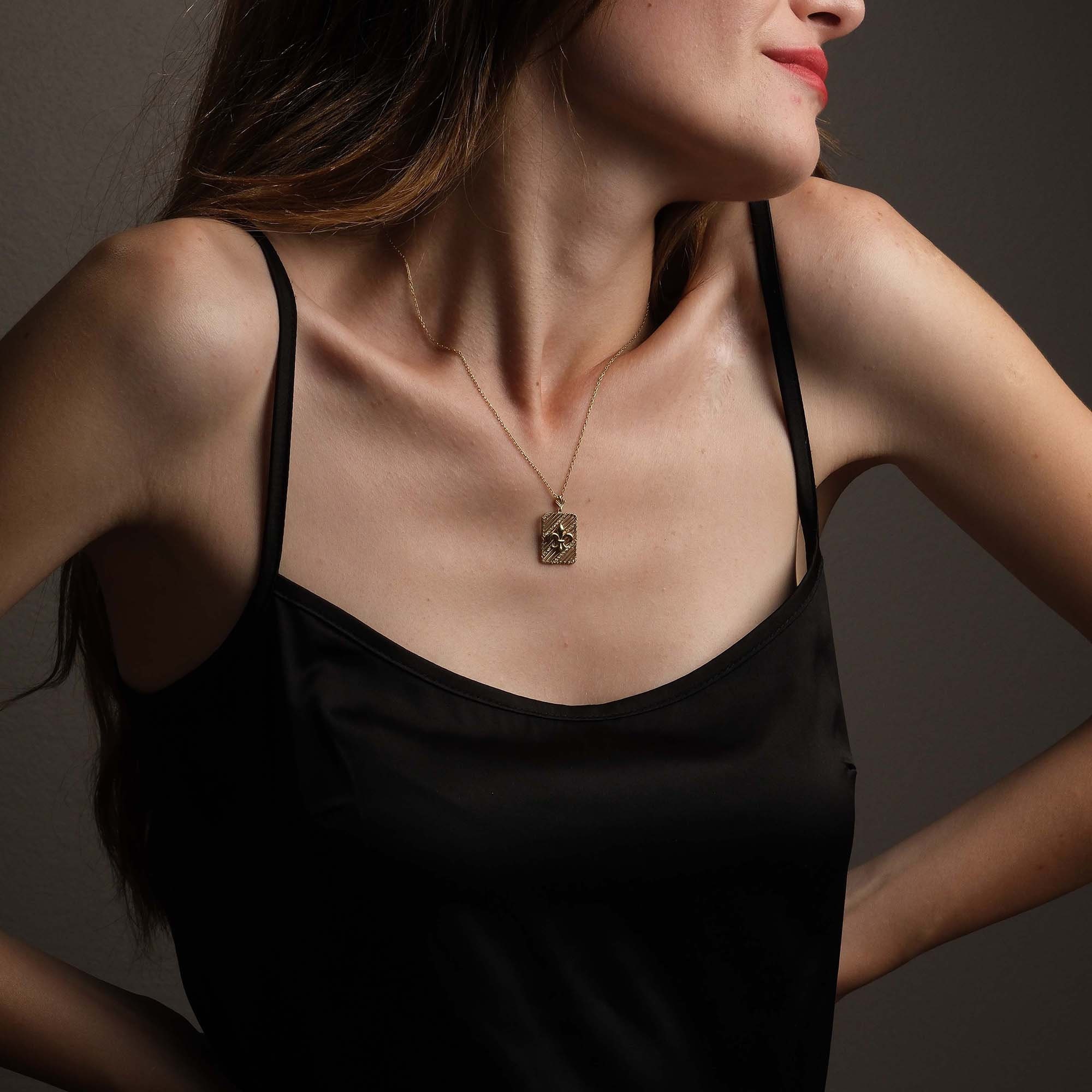 French Arms Gold Pendant, 14K Gold Fleur De Lys Pendant, Gold Fleur De ...