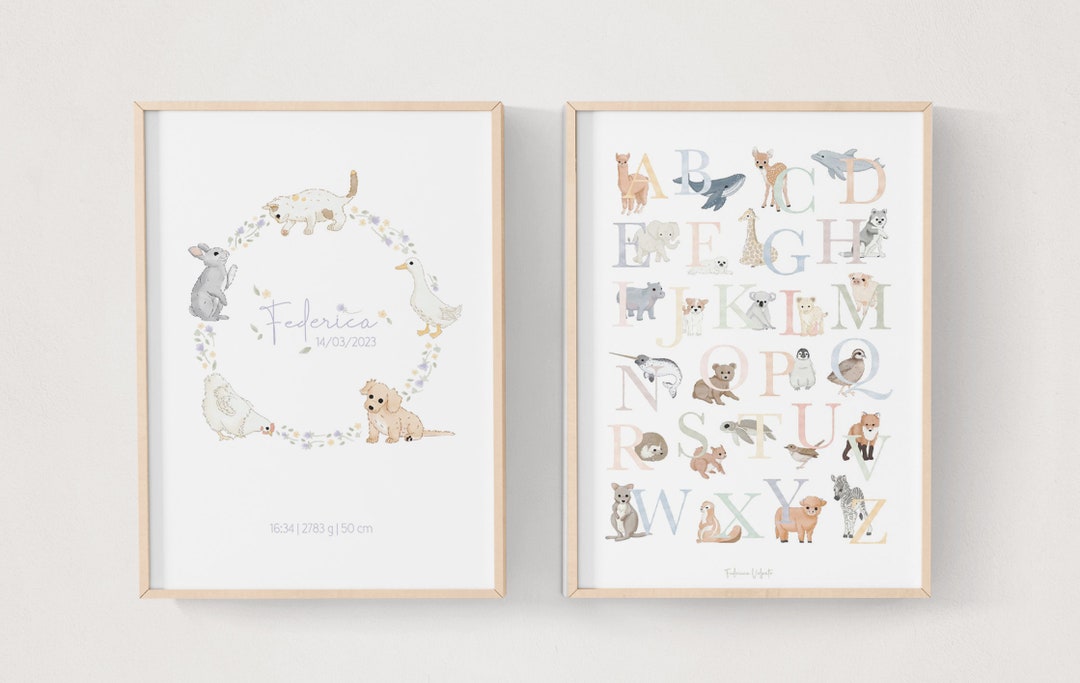 ALPHABET BIRTH BUNDLE Personalized Spring Baby Girl Data, Farm, Animal ...