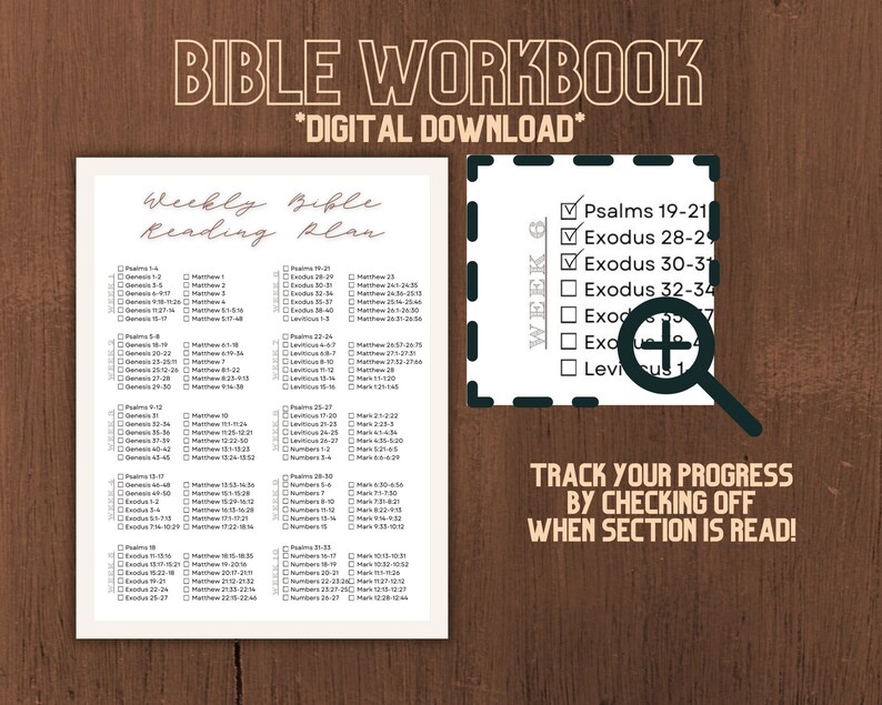 Bible Workbook PDF, Christian Aesthetic Notebook, Digital Download Printable, Weekly Bible ...