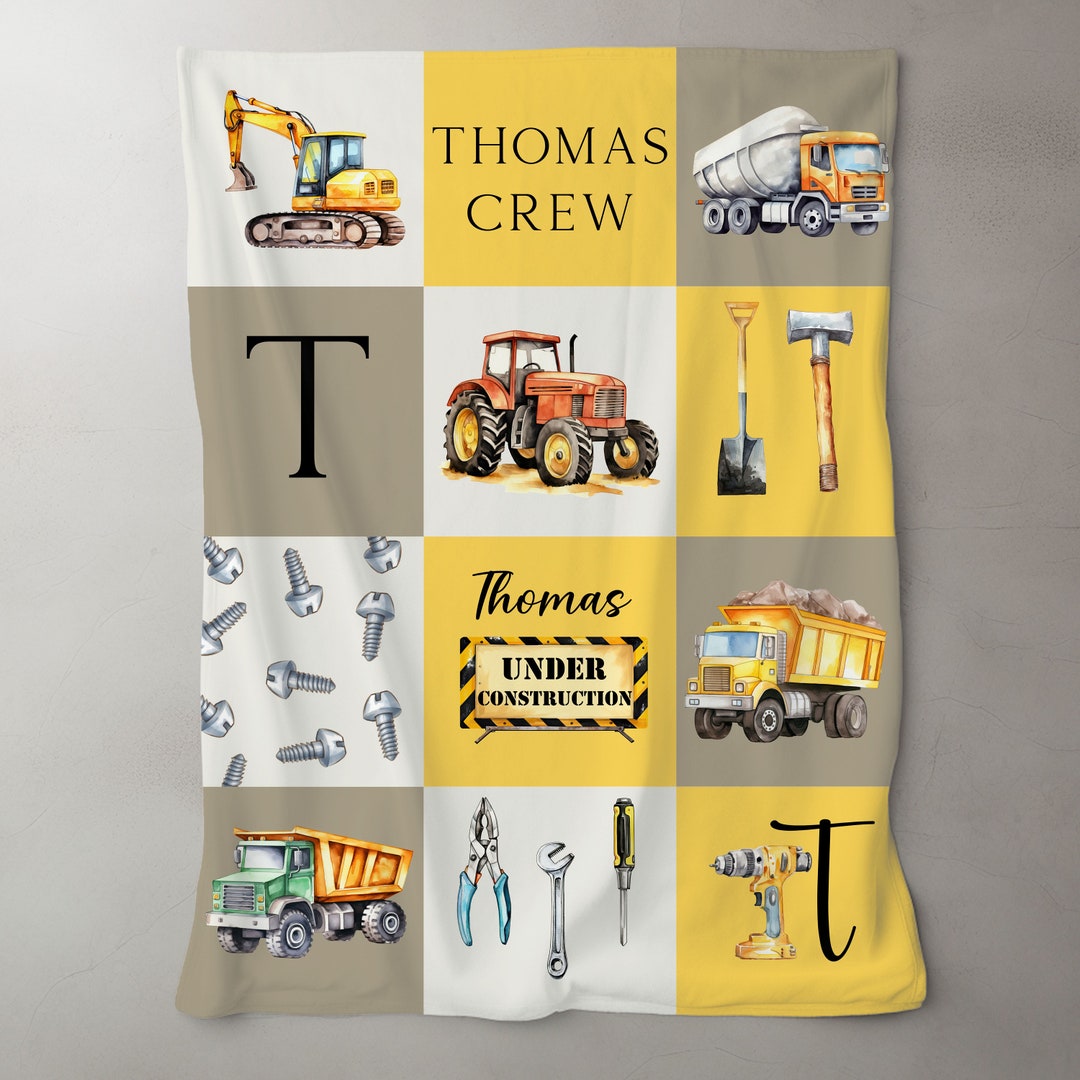 Blanket Personalized, Construction Blanket, Custom Kids Blanket ...