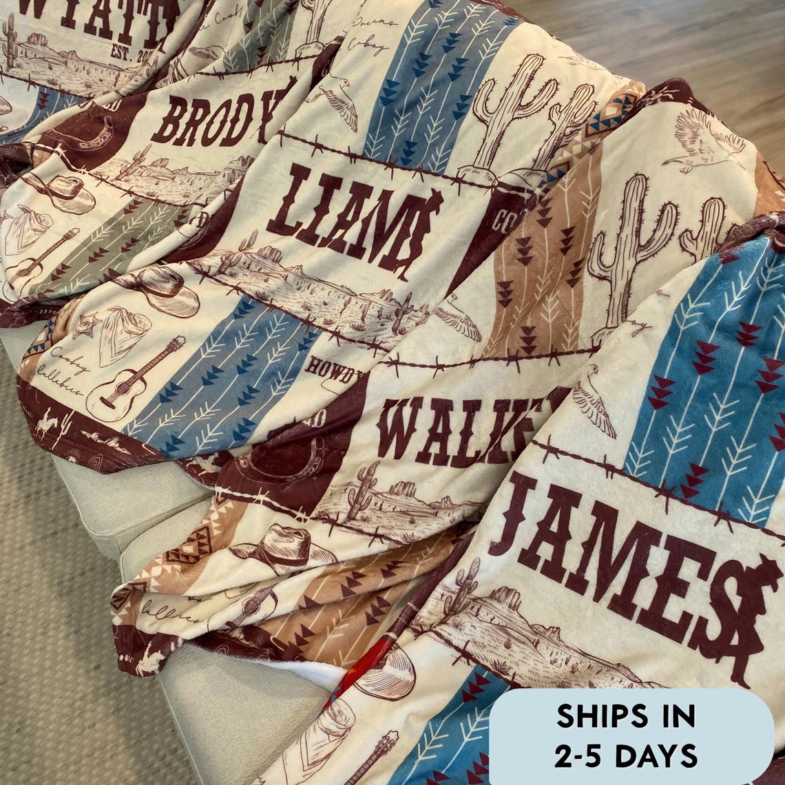 Personalized Cowboy Baby Blanket – Custom Name Western Blanket for Boys ...