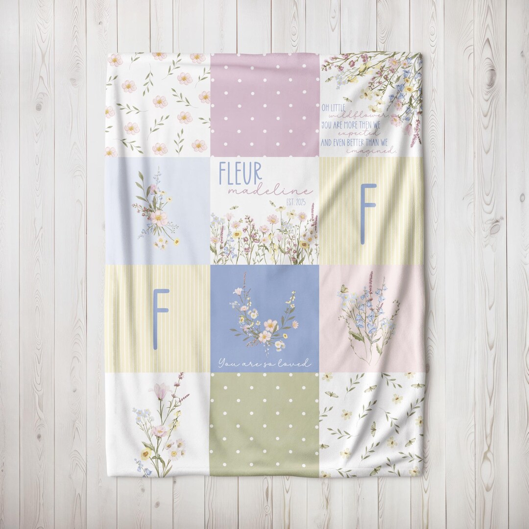 Spring Baby Blanket Wildflower Baby Blanket Infant Wrap With Name ...
