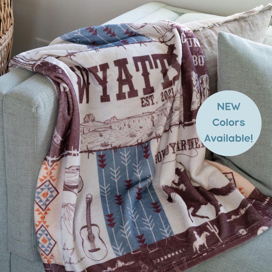 Western Blanket, Kids Name Blanket, Custom Cowboy Blanket, Cowboy Baby ...