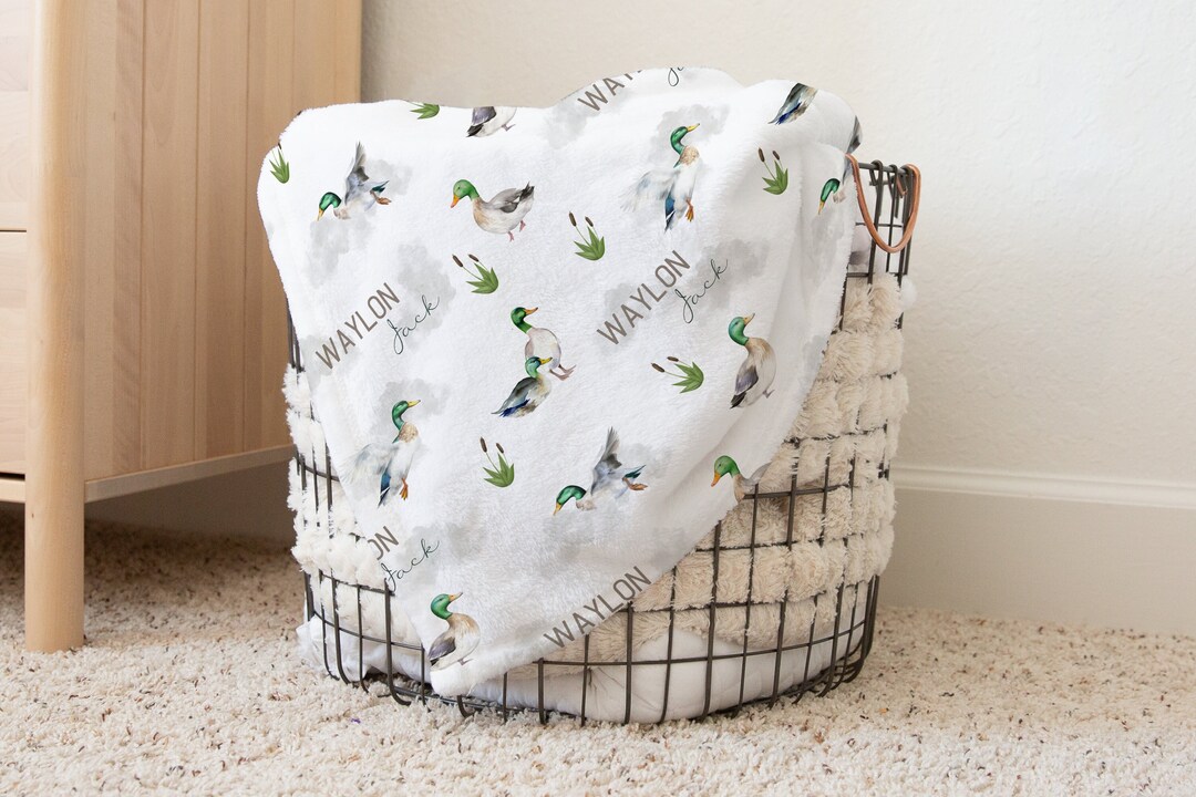 Mallard Duck Baby Blanket, Kids Name Blanket, Duck Themed Nursery, Duck ...