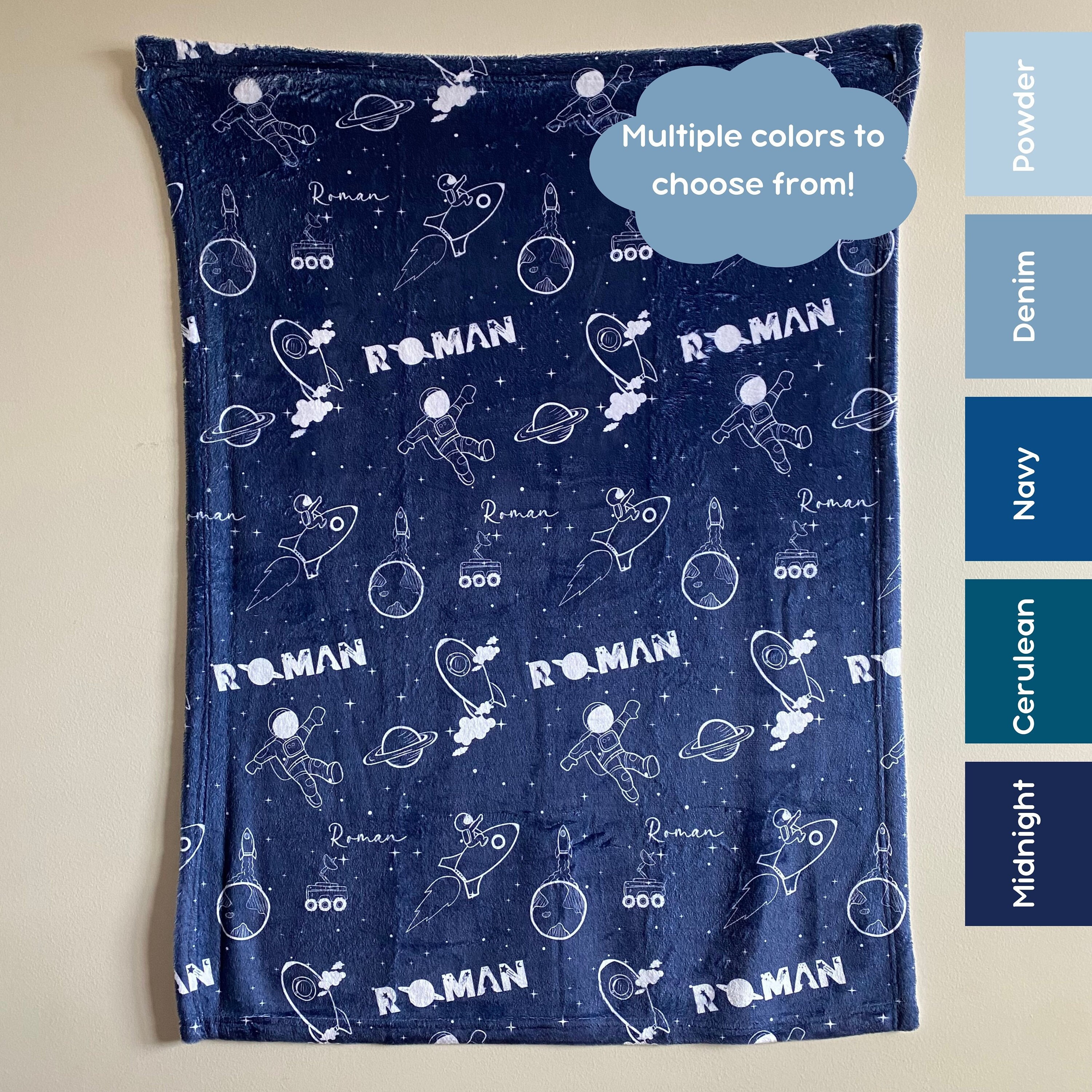 Space Blanket, Outer Space Blanket, Moon and Stars Blanket, Rocket ...