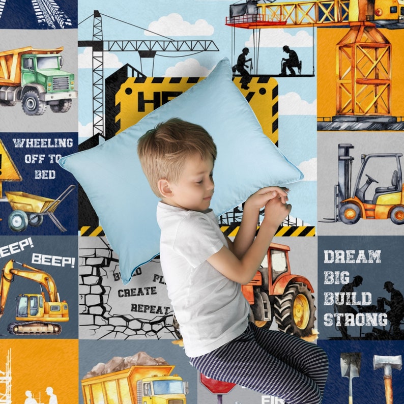 Personalized Construction Blanket, Boys Construction Room, Birthday ...