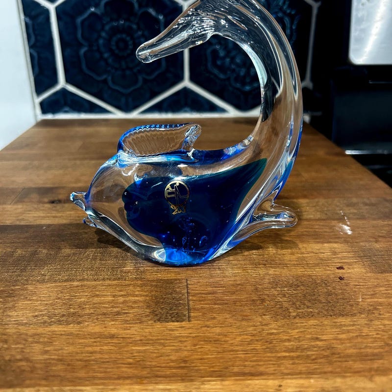 Cobalt Blue Glass Dolphin - Etsy