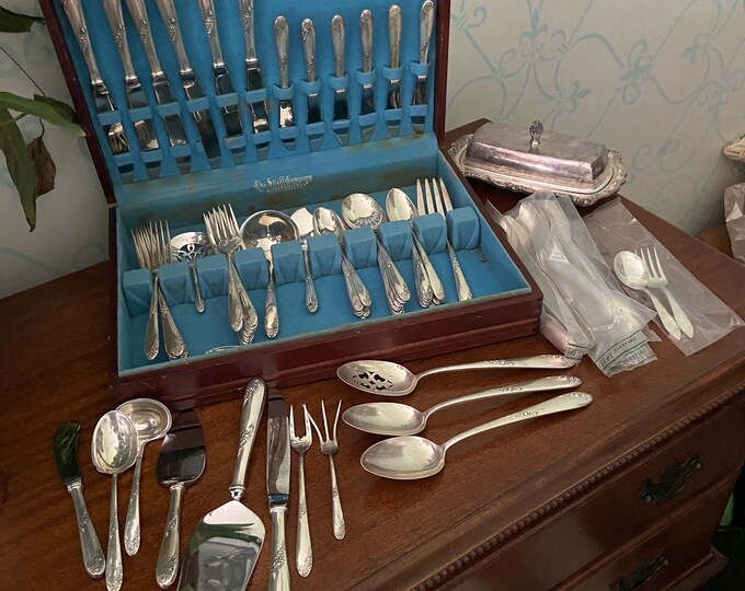 Vintage Lunt Complete Silverware Service for 6, Sweetheart Rose With ...