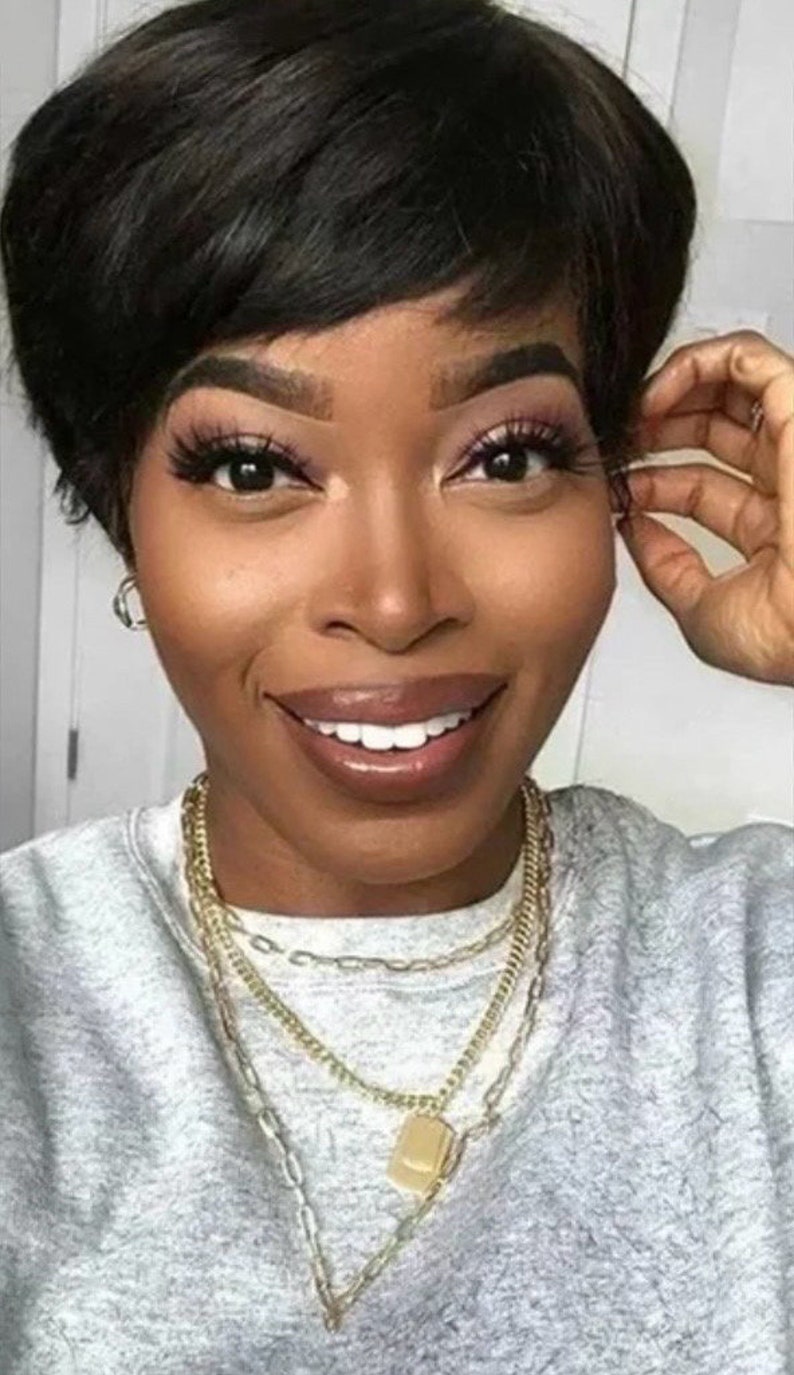 WIG Pixie Cut Brazilian Wig Reusable Wig Human Hair Suitable for ...