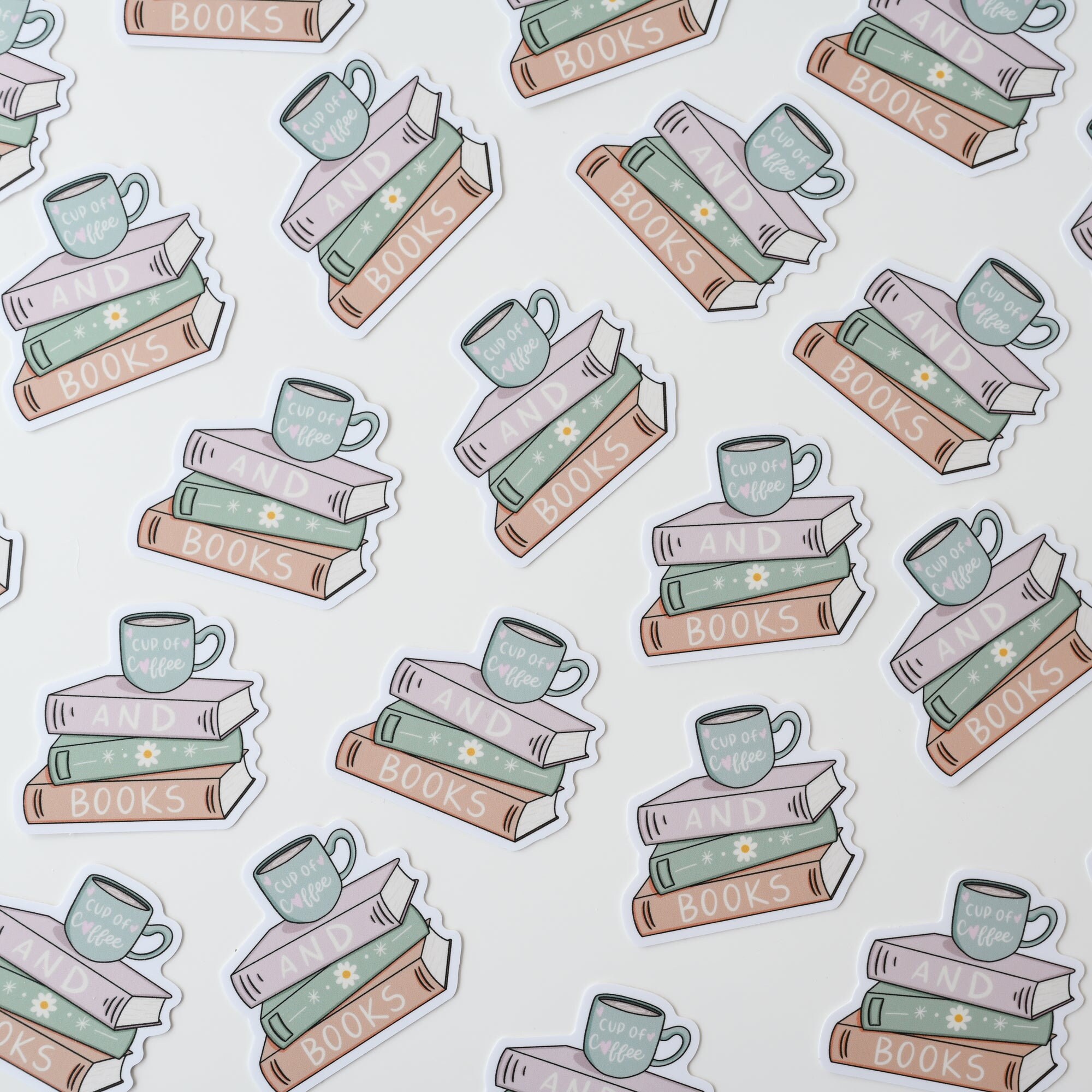 Cup of Coffee and Books Sticker Vinyl Die Cute Matte - Etsy