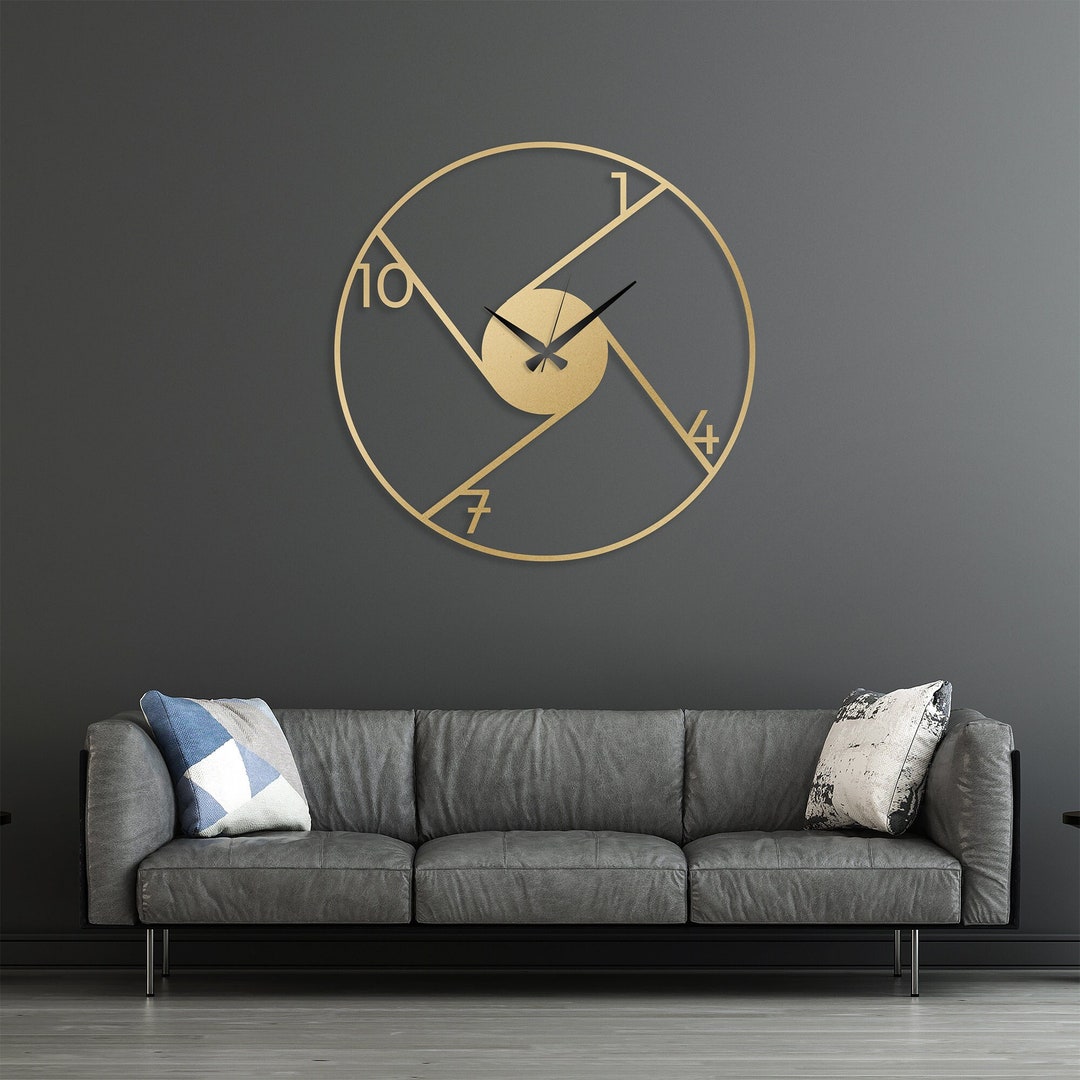 Modern Metal Wall Clock With Numbers, Gold Metal Wall Clock, Housewarming Gift, Wall Clock, Art ...