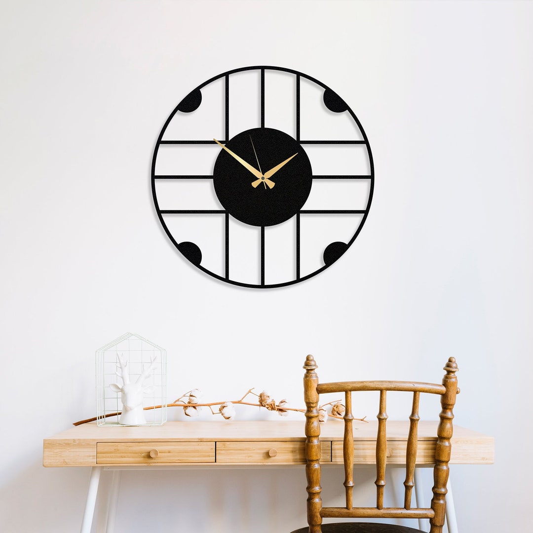 Modern Metal Wall Clock, Large Metal Wall Clock, Housewarming Gift, Wall Clock, Art Deco Clock ...
