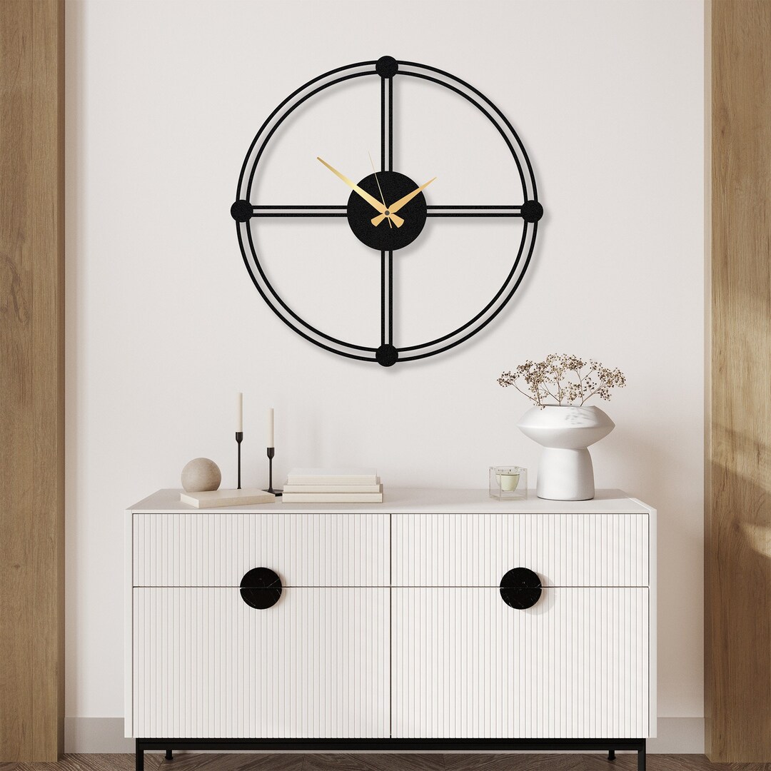 Minimalist Metal Wall Clock, Large Metal Wall Clock, Housewarming Gift ...