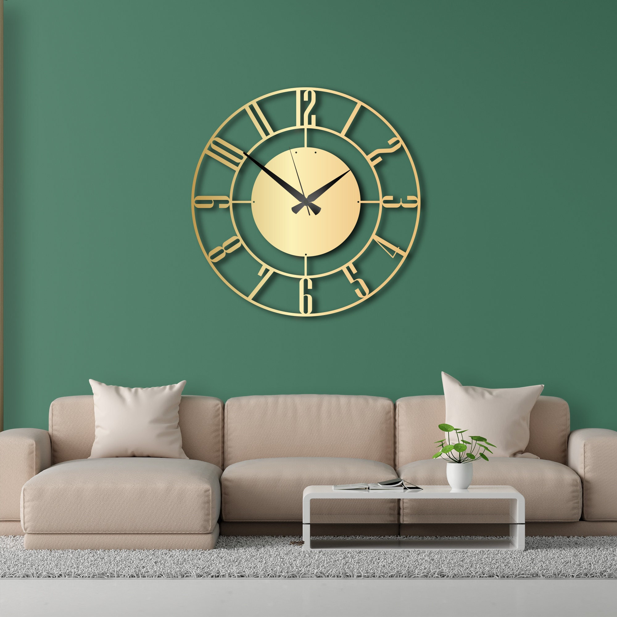 Thin Numbers Modern Wall Clock, Large Wall Clock Unique, Oversized Wall ...