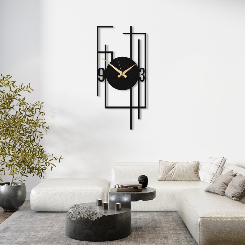 Gray Rectangle Metal Wall Clock, Extra Large Wall Clock, Rectangle Wall ...