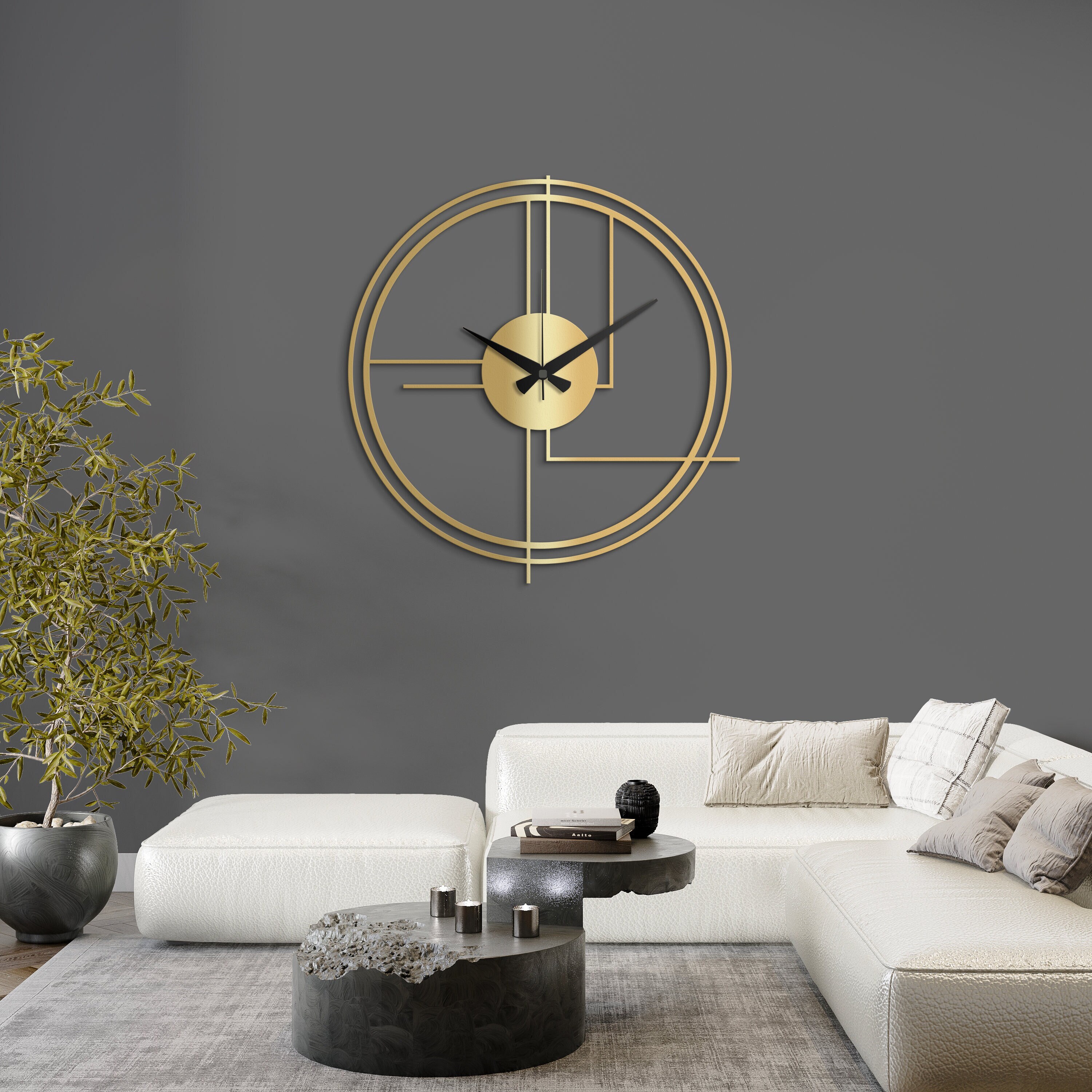 Minimalist Lineal Wall Clock, Large Wall Clock Unique, Oversized Wall ...