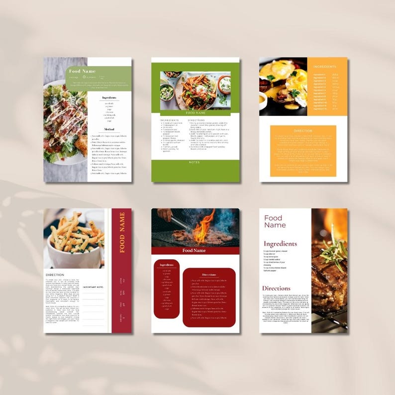 Editable Recipe Card Template Canva | Modern Cookbook (digital) - Etsy