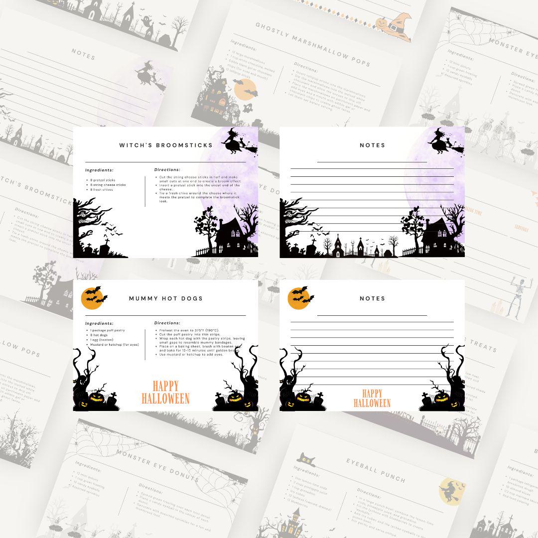 Halloween Recipe Cards, Halloween Printable, Digital Recipe, Halloween ...